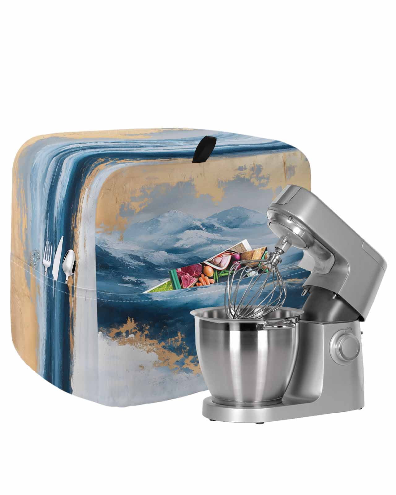 Blue Yellow Stand Mixer Dust Cover with Storage Pocket & Handles ...