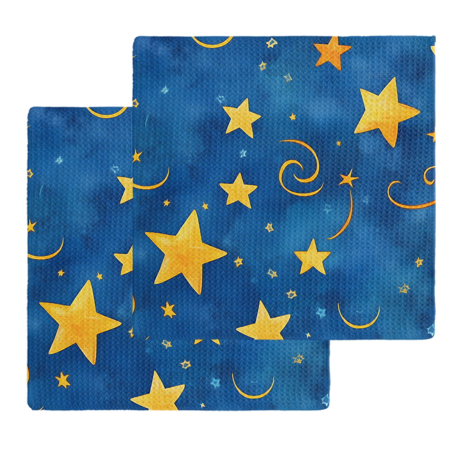 Blue Yellow Star Vintage Kitchen Dish Towels for Drying Dishes Set of 2 ...
