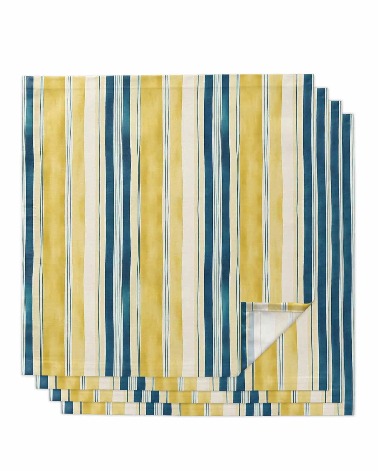 Blue Yellow Striped Cloth Napkins Set of 4 Reusable Dinner Napkins ...