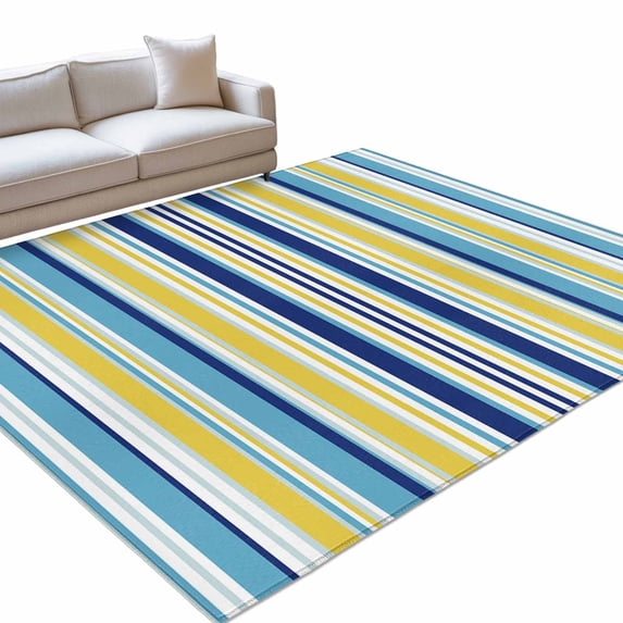 Blue Yellow Striped Washable Rug 3x5 Area Rug for Living Room Bedroom ...
