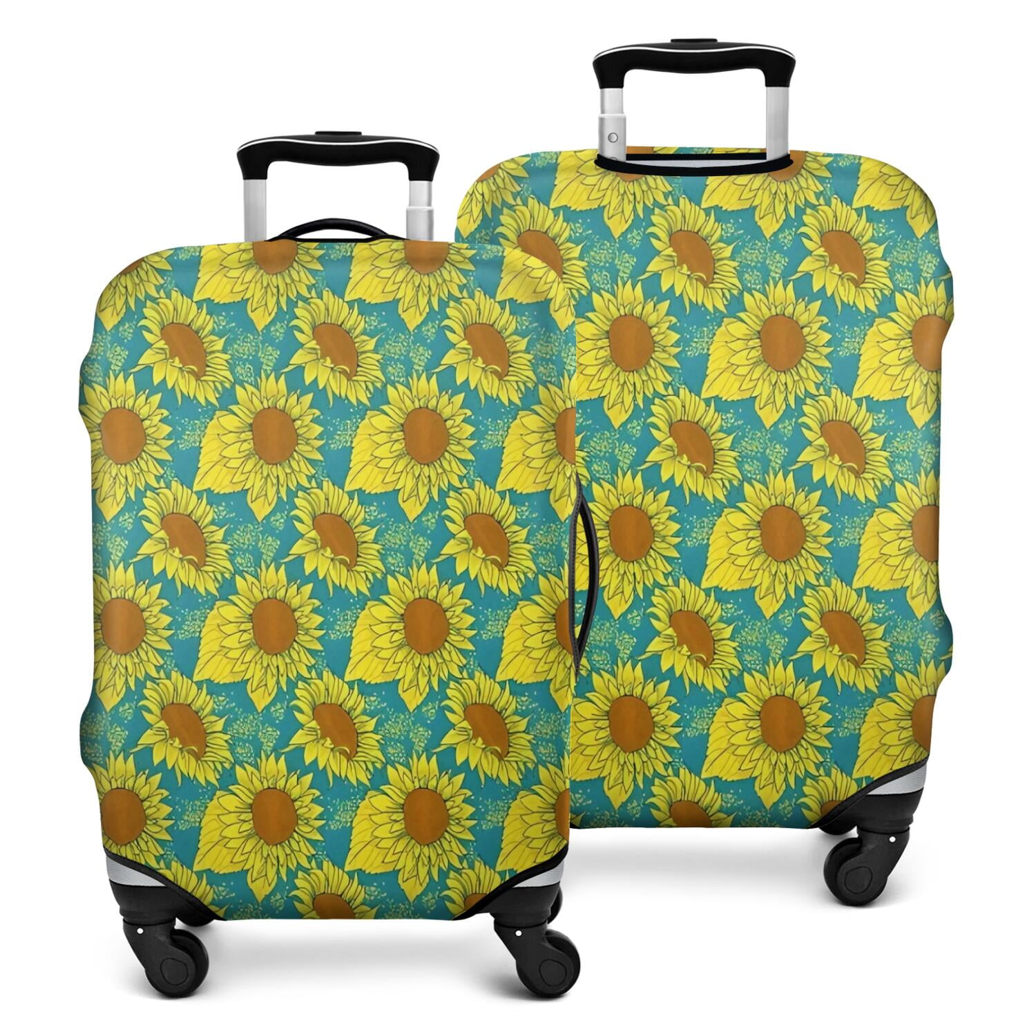 Blue Yellow Sunflower Pattern Luggage Cover Fashion Suitcase Cover ...