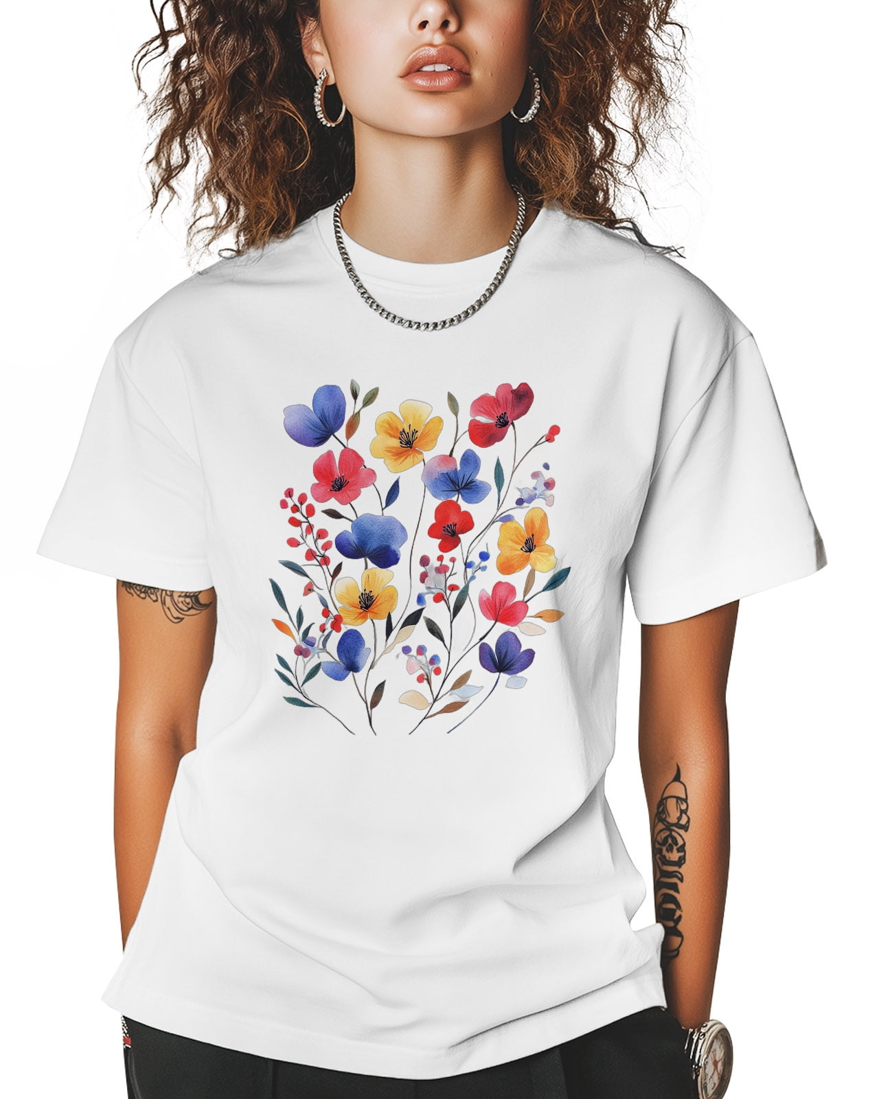 Blue Yellow T Shirts for Women Short Sleeve Cotton Crewneck T-Shirt Red ...