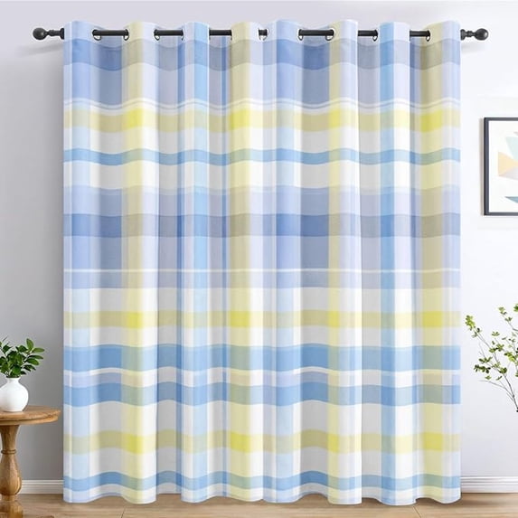Blue Yellow Tartan Curtains for Living Room, Thermal Insulated Buffalo ...