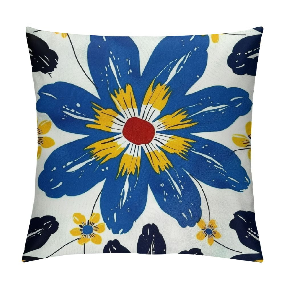 Blue Yellow Throw Pillow Covers Cases Neutral Accent Modern Farmhouse ...
