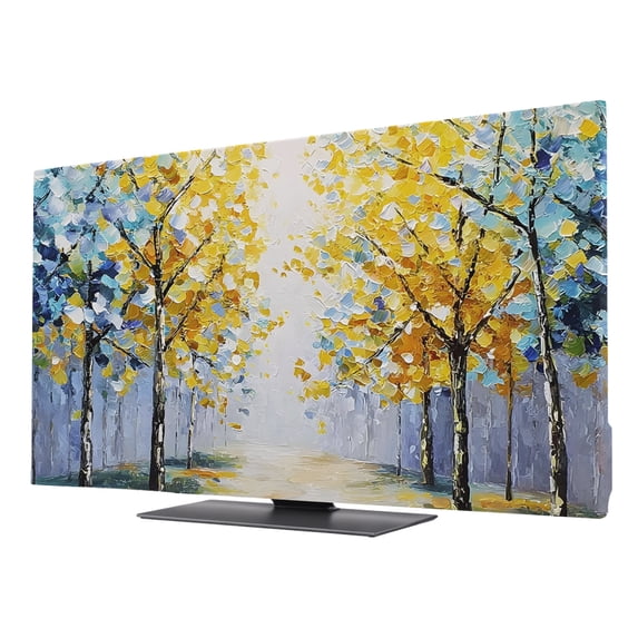 Blue Yellow Tree TV Cover for 50 Inch Screen, Stretch Fabric Dustproof ...