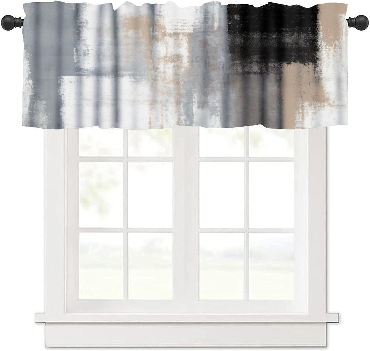 Blue Yellow Valances Curtain for Kitchen Cafe, Modern Abstract Art ...