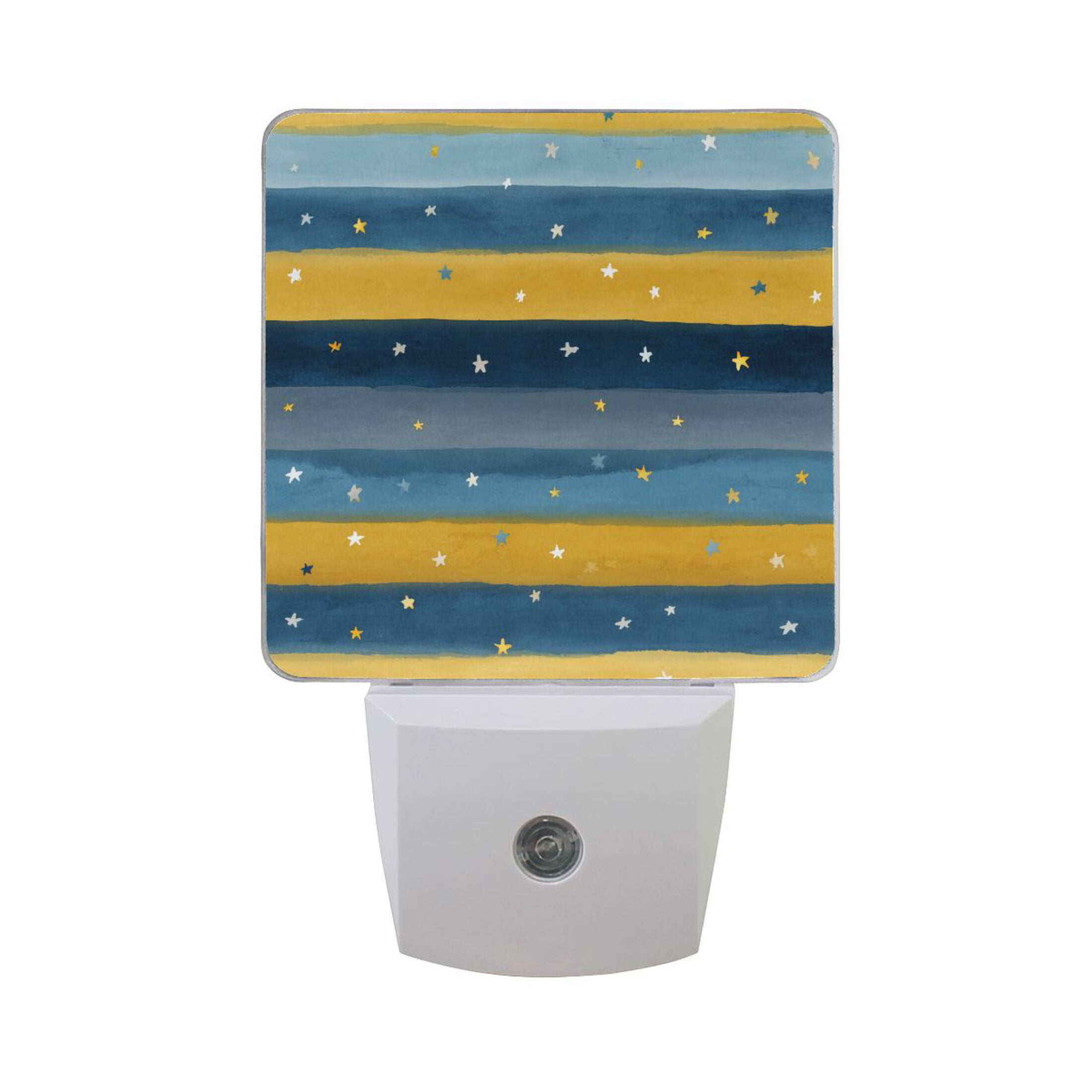 Blue Yellow Watercolor Stripes with Stars LED Night Light Sensor Lamp ...