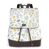 Blue Yellow Wildflower Women's Leather Backpack All-Over Print Bag for ...