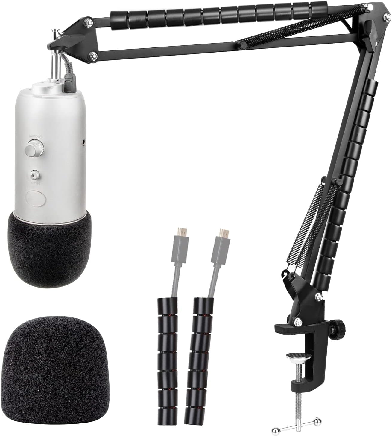 Blue Yeti Mic Stand with Foam Cover Windscreen - Microphone Boom Arm ...