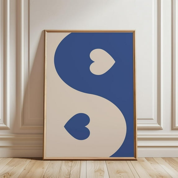 Blue Yin Yang Heart Poster Trendy Dorm Decor Poster Decor For Living ...