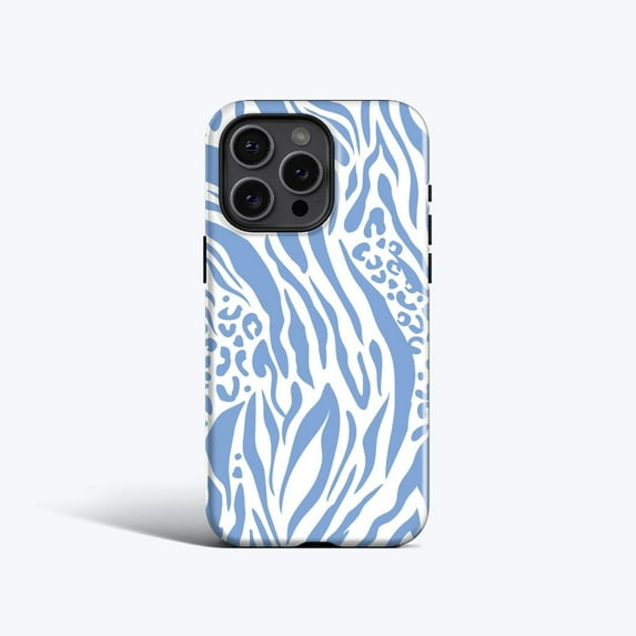 Blue Zebra Abstract Animal Print Retro Art iPhone Case 17 16 15 14 13 ...