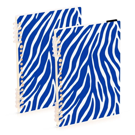 Blue Zebra Pattern A5 Notebook Set of 2 Refillable 60 Sheets Detachable ...