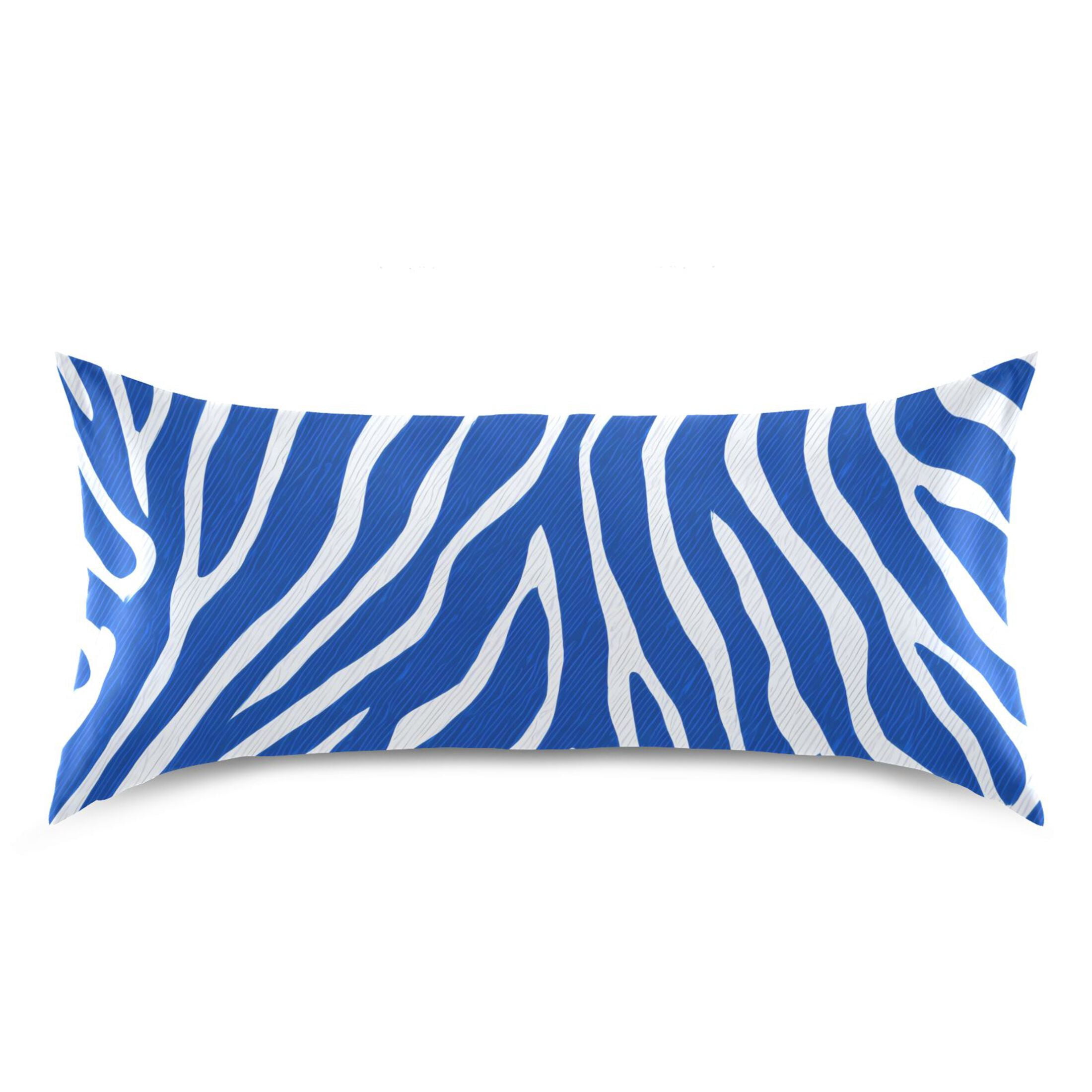 Blue Zebra Pattern Pillow Case Queen Size Silky Satin Pillow Cover for ...