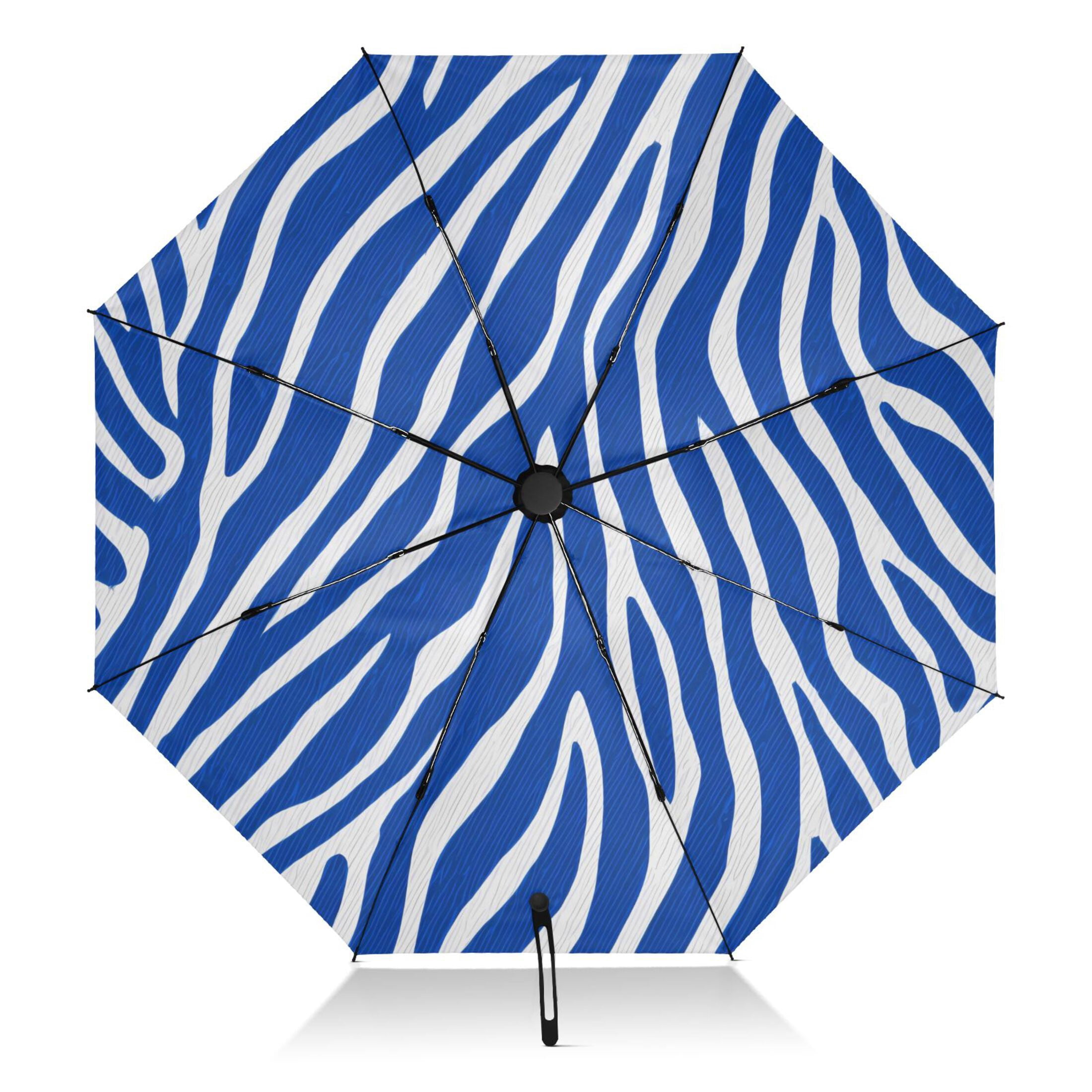 Blue Zebra Pattern Umbrella Folding Sun Umbrella Travel Auto Open Close ...