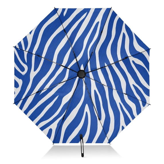 Blue Zebra Pattern Umbrella Folding Sun Umbrella Travel Auto Open Close ...