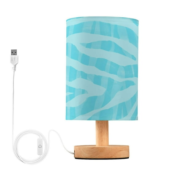 Blue Zebra Striped Bedside Table Lamp LED Warm Lights with USB Charging ...
