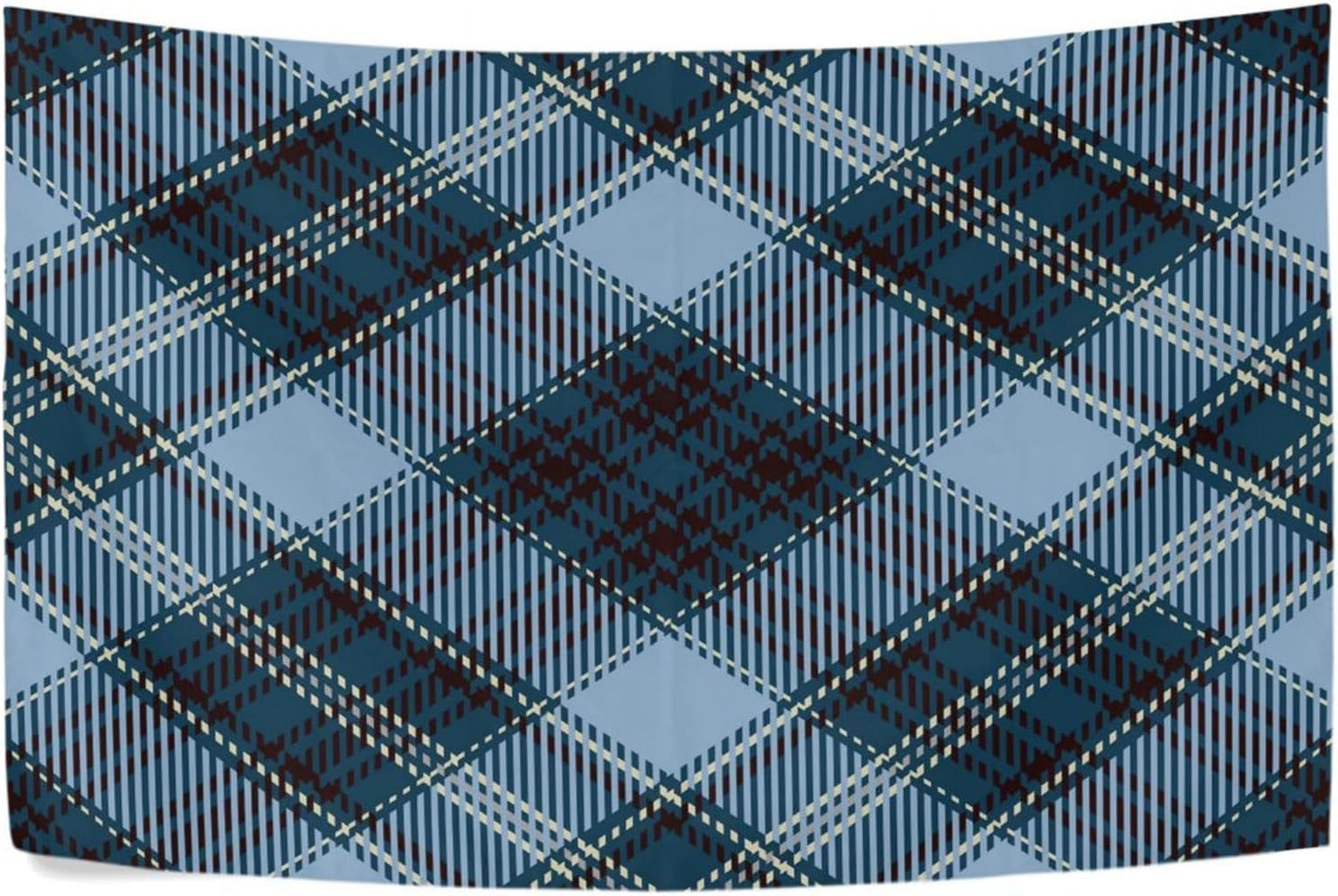 Blue Zigzag Chevron Plaid Tapestry Aesthetic Tapestry Wall Hanging 80 ...