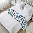 Blue and Bed Runner Scarf, Black Dog Paw Print King Bed Scarf Runner ...