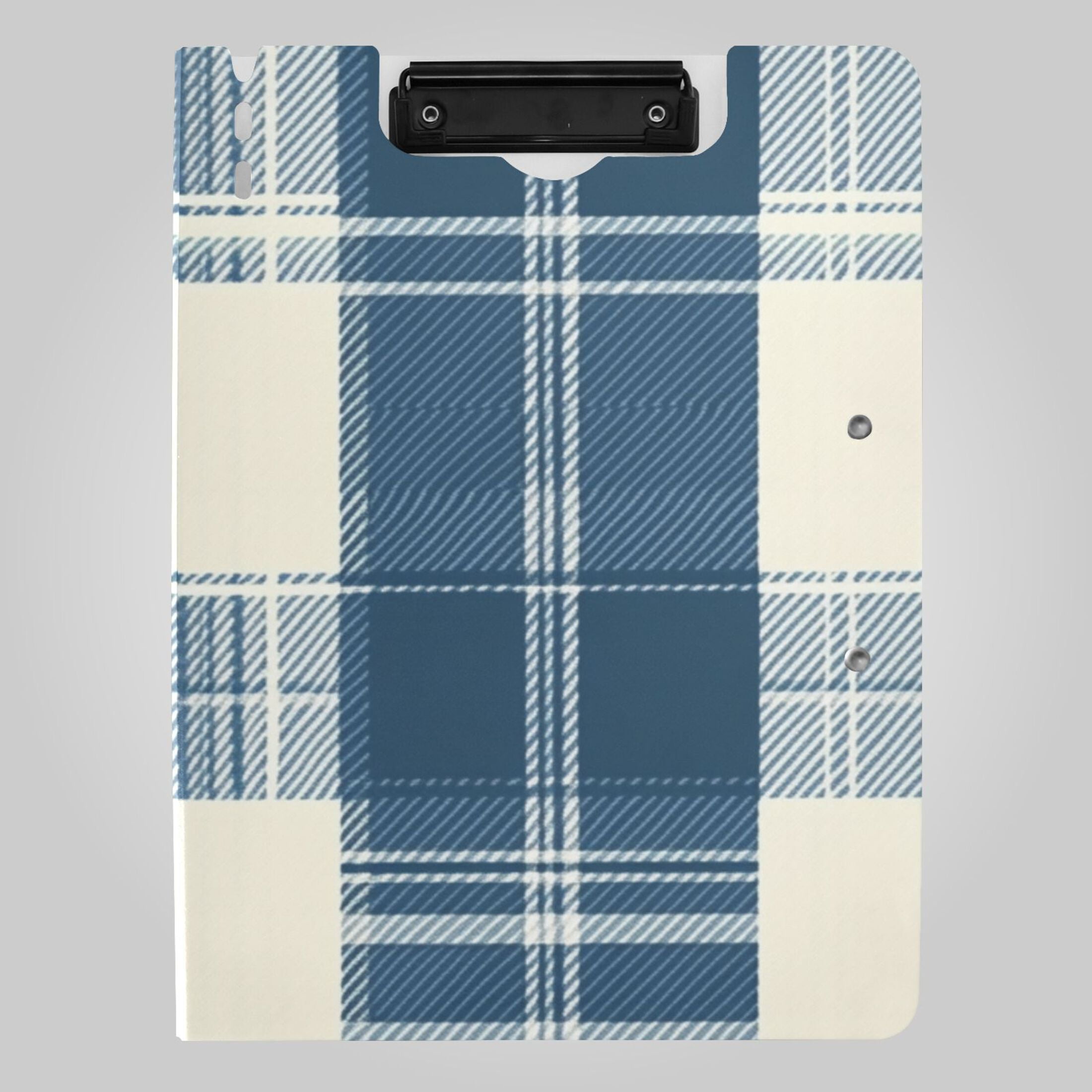 Blue and Beige Wide Plaids Foldable Binder Folder Clipboard with Pen ...