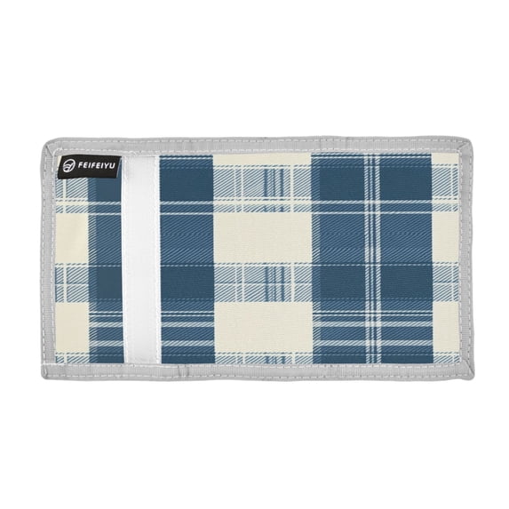Blue and Beige Wide Plaids Trifold Wallets Card Holders Coin Pockets ...