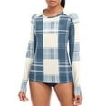 Blue and Beige Wide Plaids Women's Rash Guard Shirts UPF 50+ Sun ...