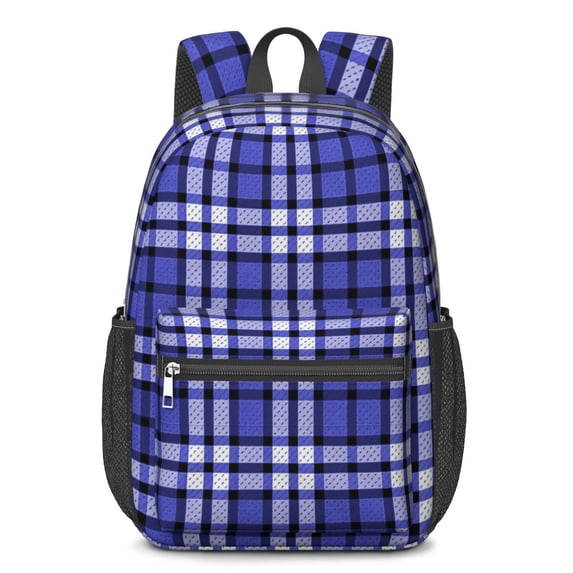 Blue and Black Checkered Pattern 17" School Backpacks for Teens ...