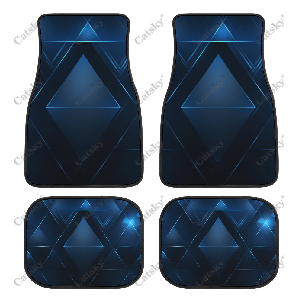Blue and Black Graphics Car Auto Floor Mats Carpet 4PCS Customized Cars ...