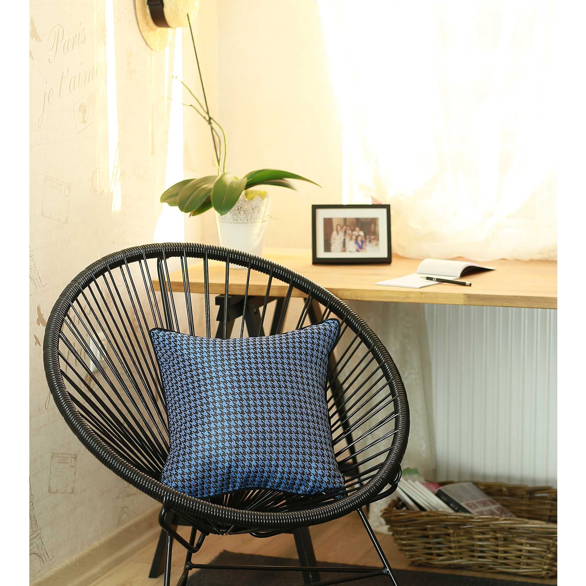 Blue and Black Houndstooth Decorative Throw Pillow Cover - Walmart.com