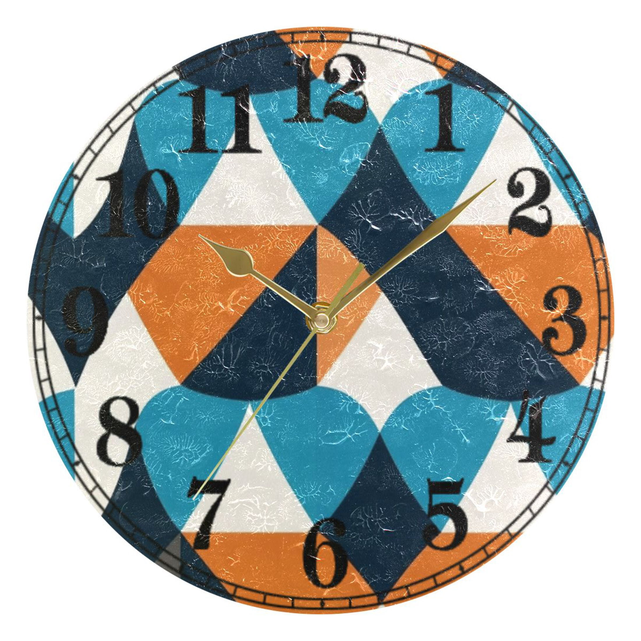 Blue and Black Silent Wall Clock 10" Non-Ticking Battery Clock ...