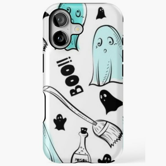 Blue and Black Watercolor 'Boo' Monster Pattern Durable Case for iPhone ...