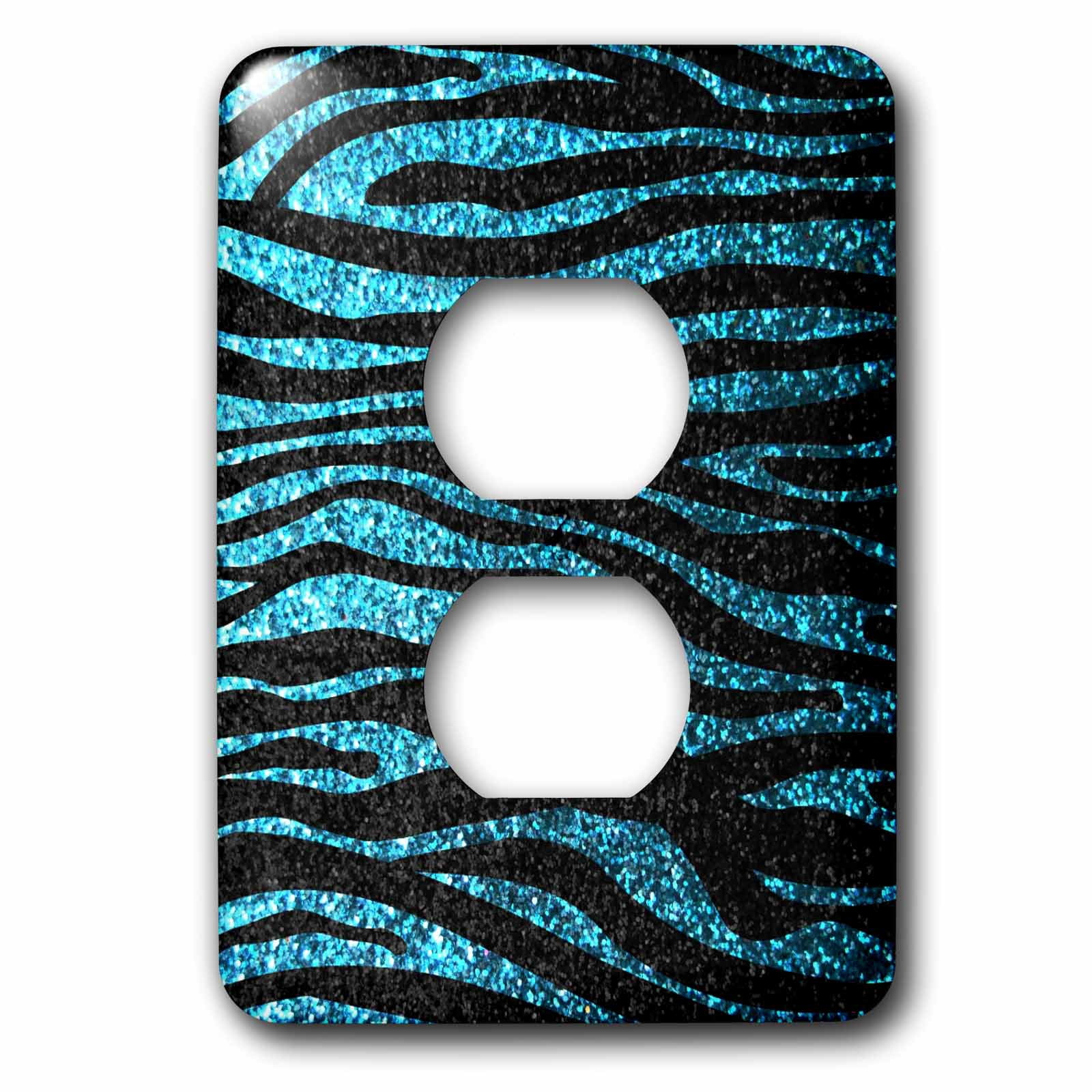3dRose, Blue and Black Zebra print - faux bling photo - not actual ...