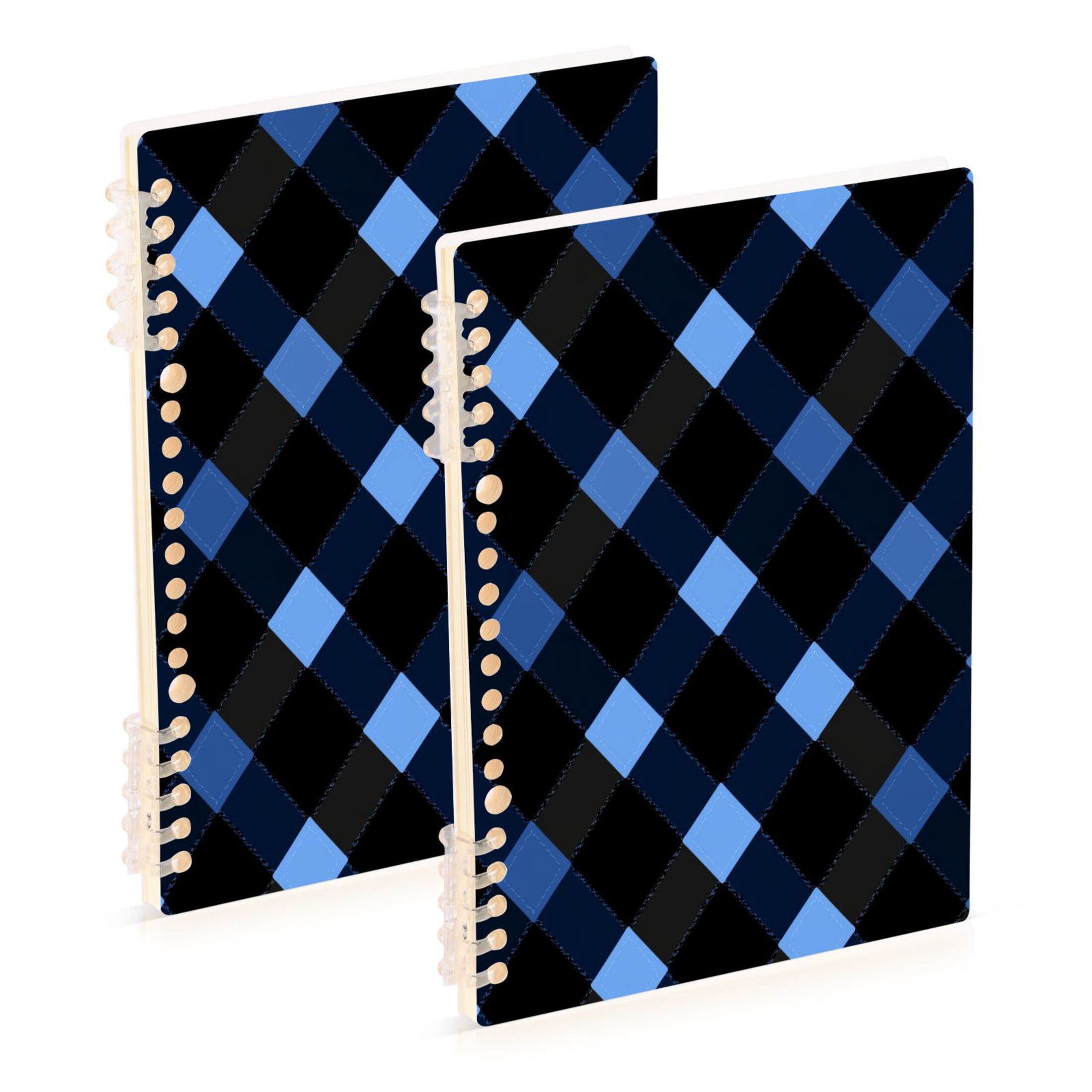 Blue and Blue Rhombus Notebook Detachable Coil Notebook Diary Plan Book ...