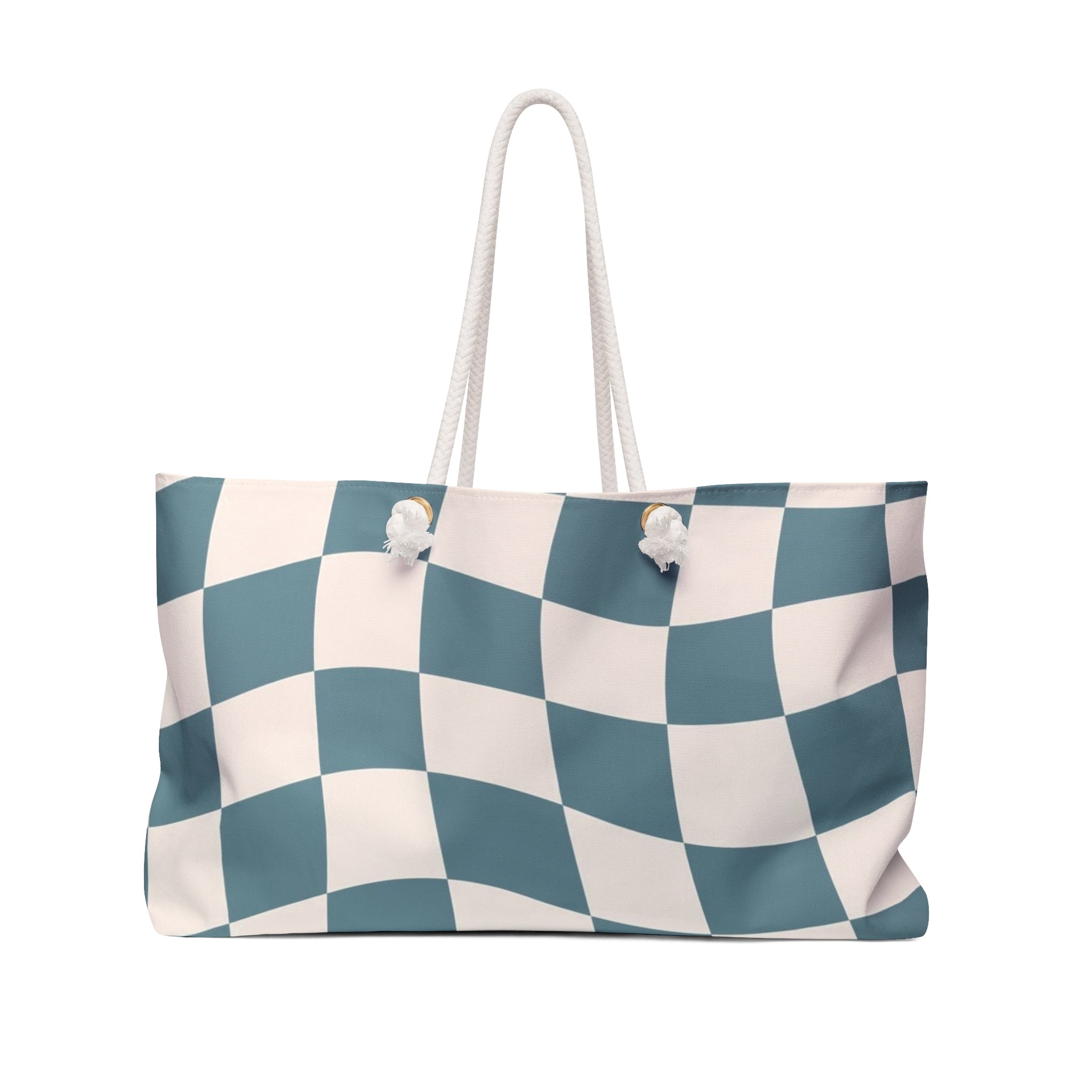 Blue and Cream Checker Pattern Tote Weekender Bag - Walmart.com