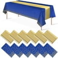 Blue and Gold 12 Pack Disposable Plastic Tablecloths and Satin Table ...
