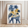 Blue and Gold Elephant Print Tropical Palm Tree Jungle Art - Walmart.com