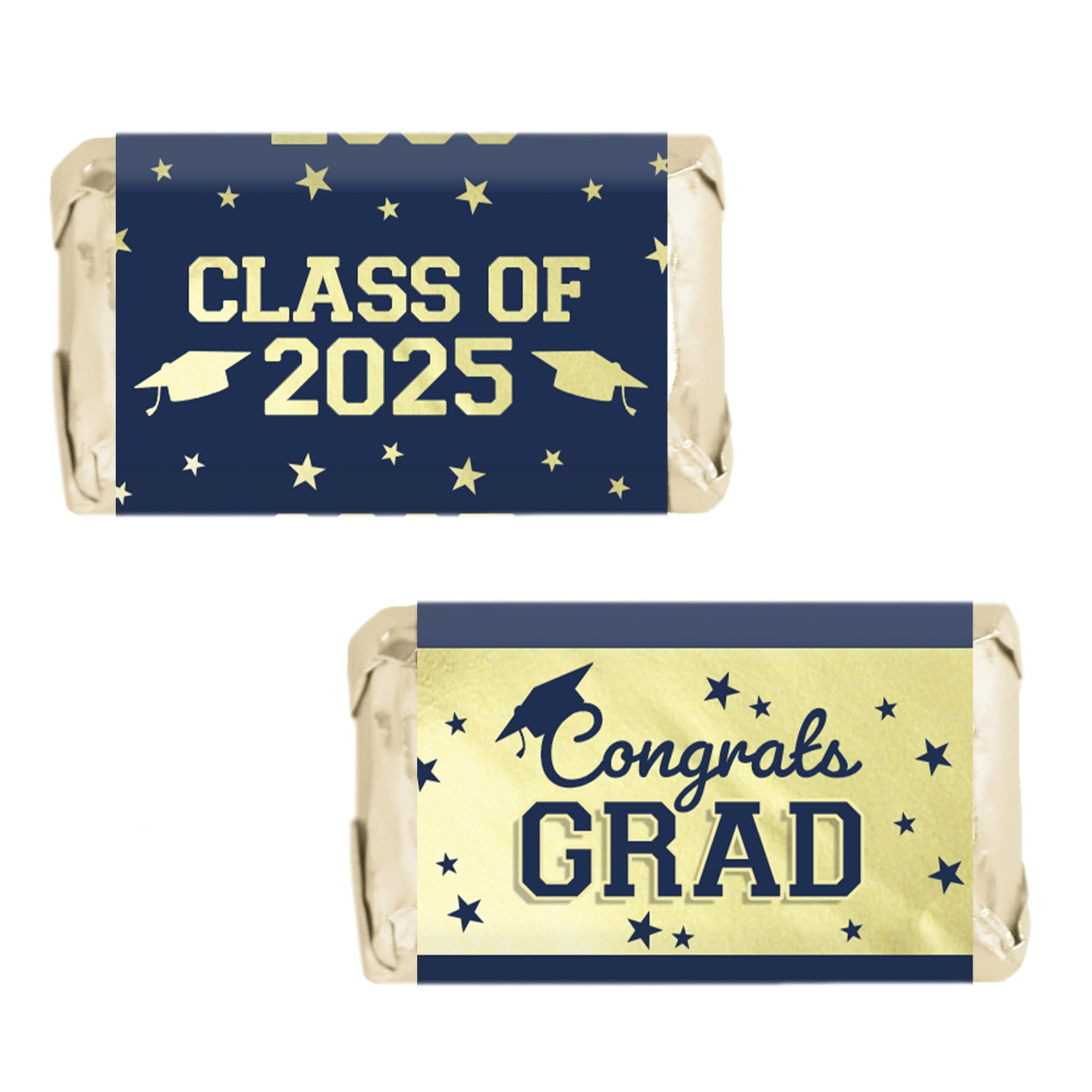 Blue and Gold Graduation Party Favor Stickers, Class of 2025 Graduation ...