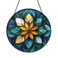 Blue and Gold Mandala Acrylic Window Hanging – Round Faux Stained Glass ...