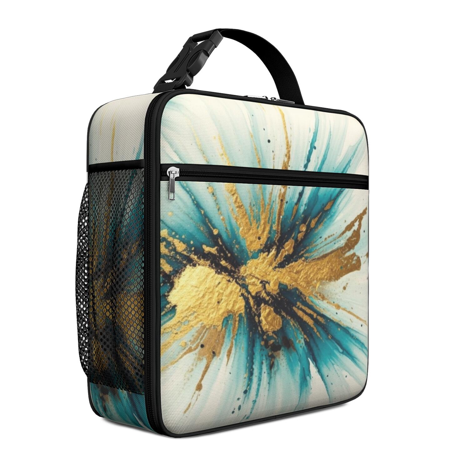 Blue and Gold Marble Pattern 8 Can Capacity Insulated Lunch Bag for ...