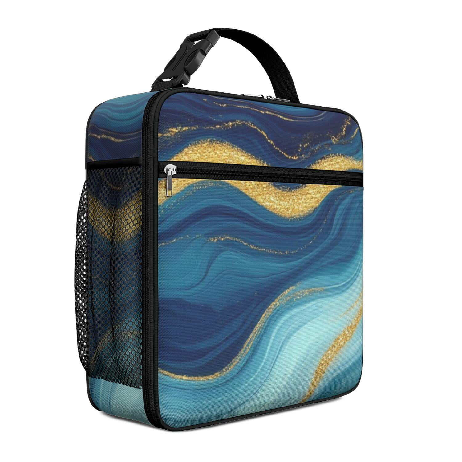 Blue and Gold Marble Pattern Insulated Lunch Bag Teens,Lunch Box for ...