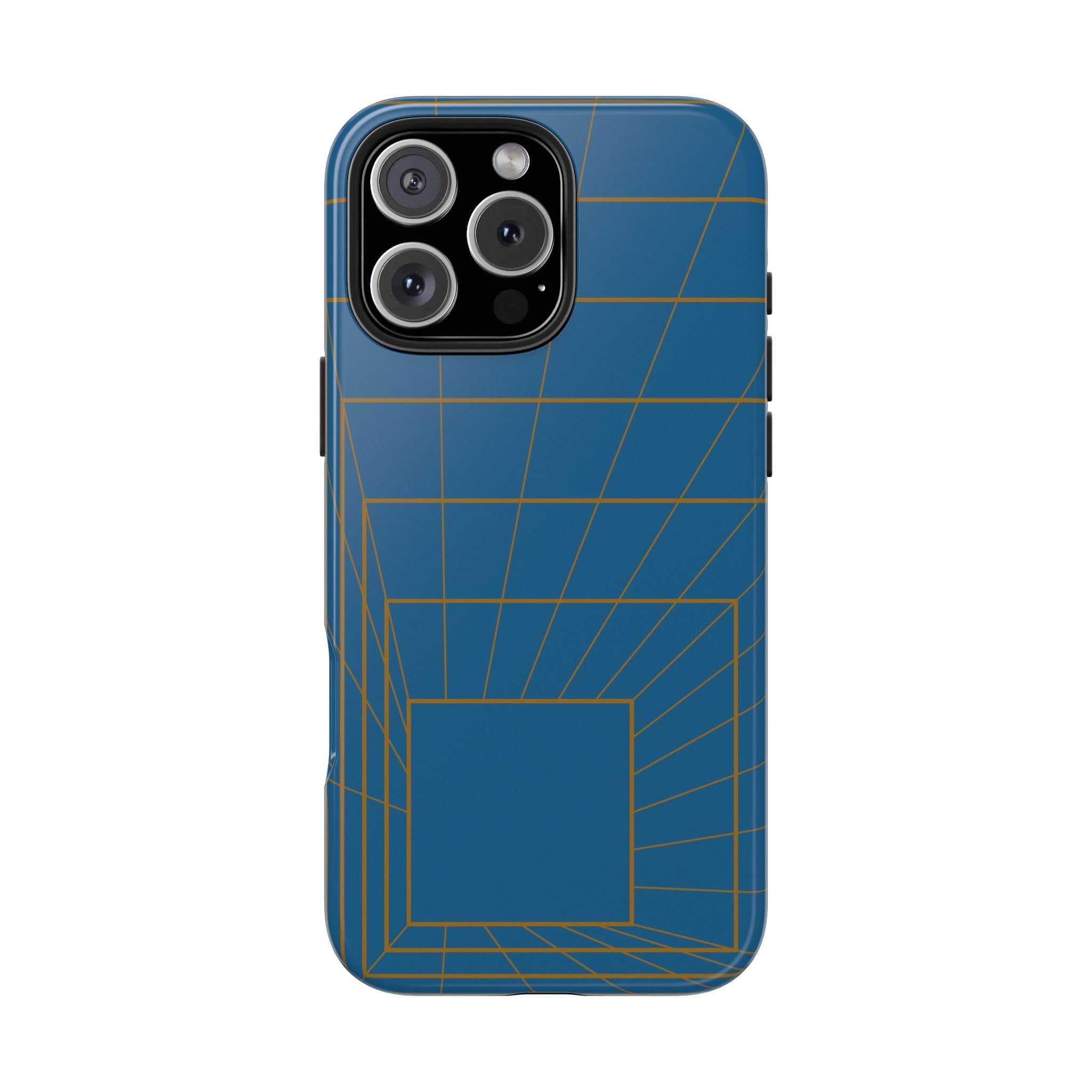 Blue and Gold Perspective Geometric Pattern Tough Phone Cases- Dual ...