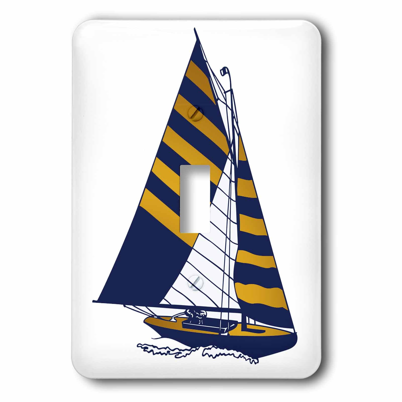 Blue and Gold Sail Boat Illustration single toggle switch lsp-211096-1 ...