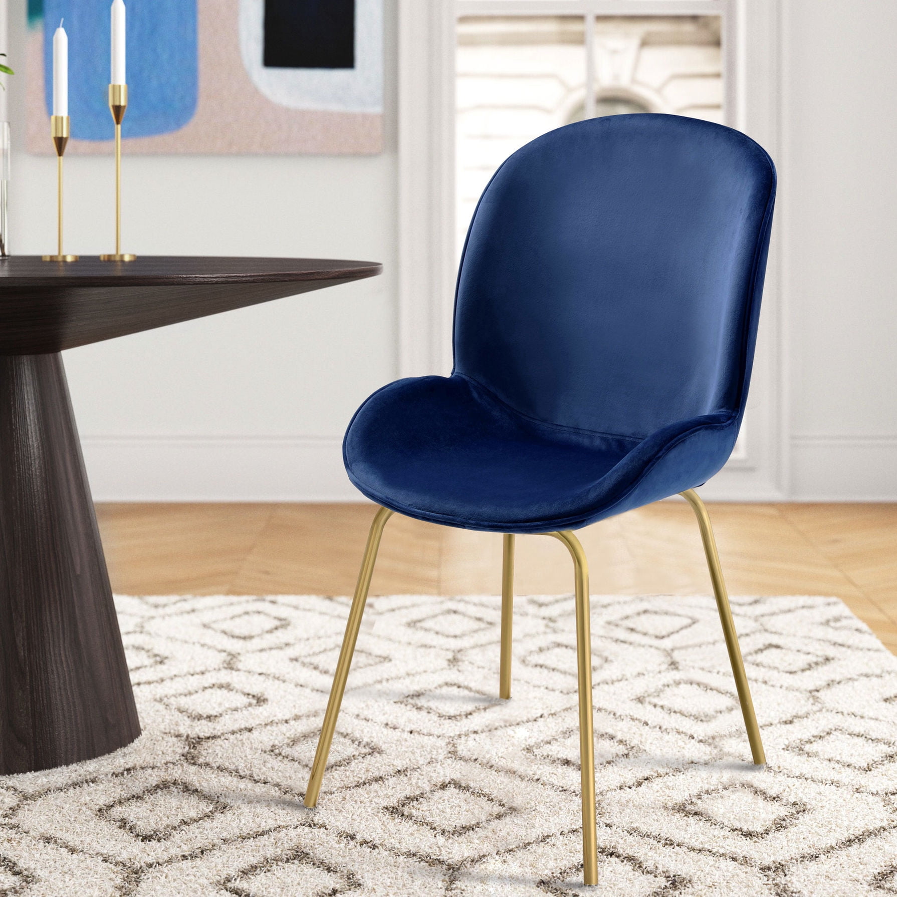 Blue and Gold Side Chair Set of 2 | Plush Velvet for a Lavish ...