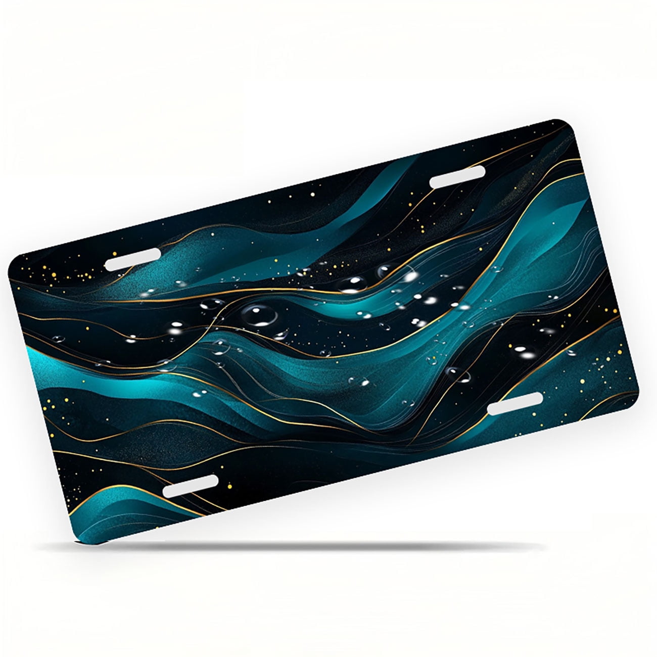 Blue and Gold Wave Pattern Funny Personalized License Plate Rust-proof ...