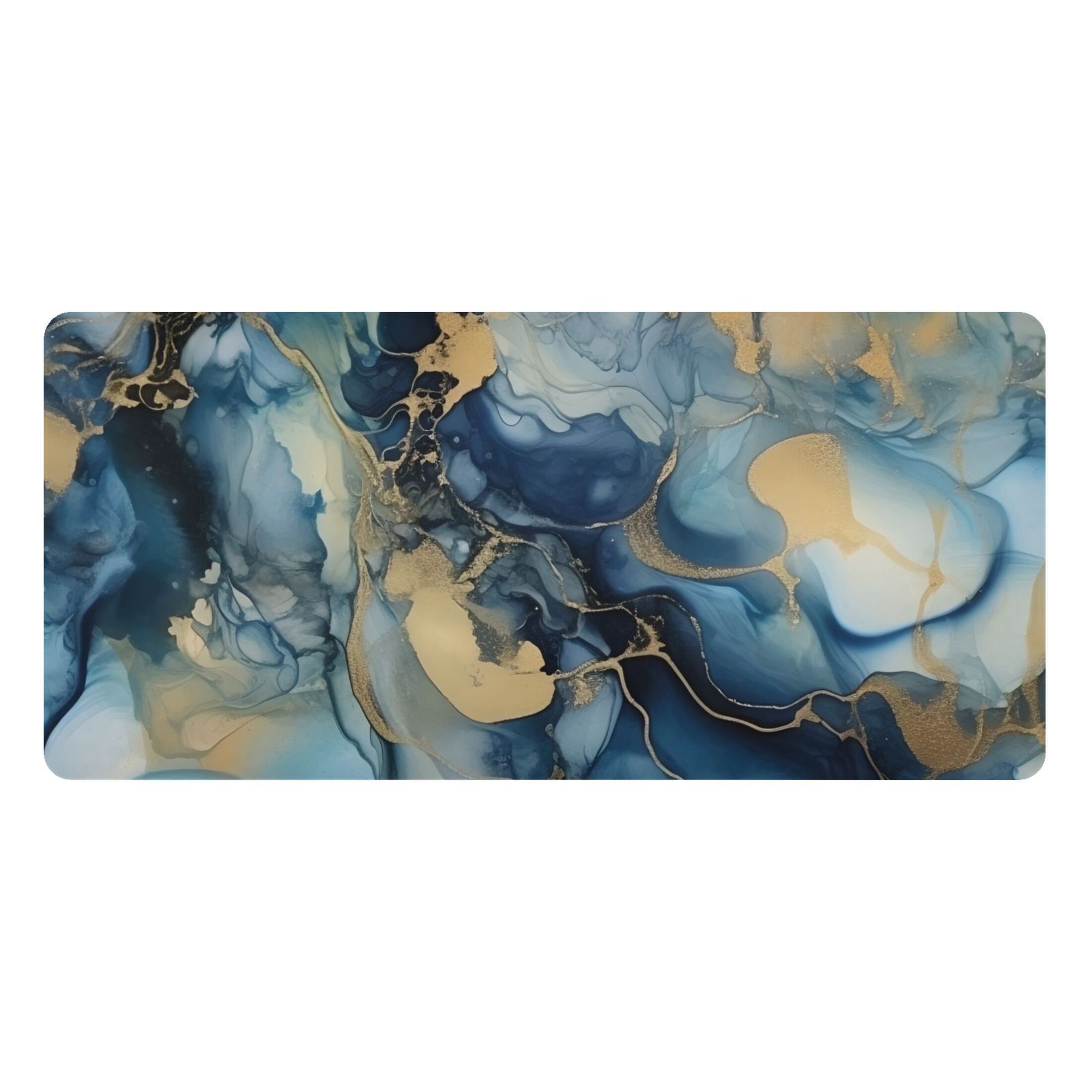 Blue and Golden Marble Desk Mats Large Mouse Pad Long Keyboard Computer ...