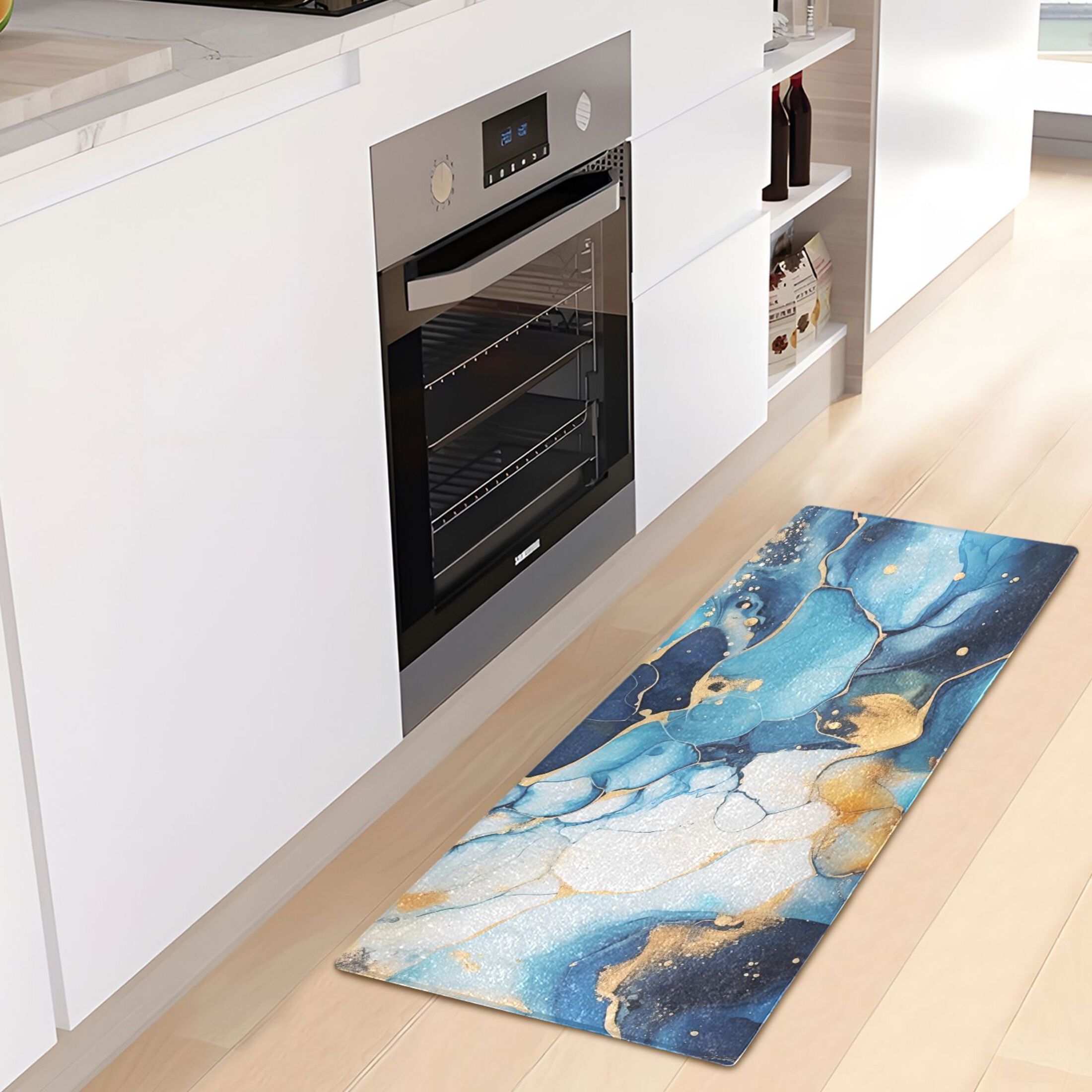 Blue and Golden Marble Luxury Kitchen Rug Non Slip Bathroom Plush Mat Shaggy Bedroom Carpet 39 ...