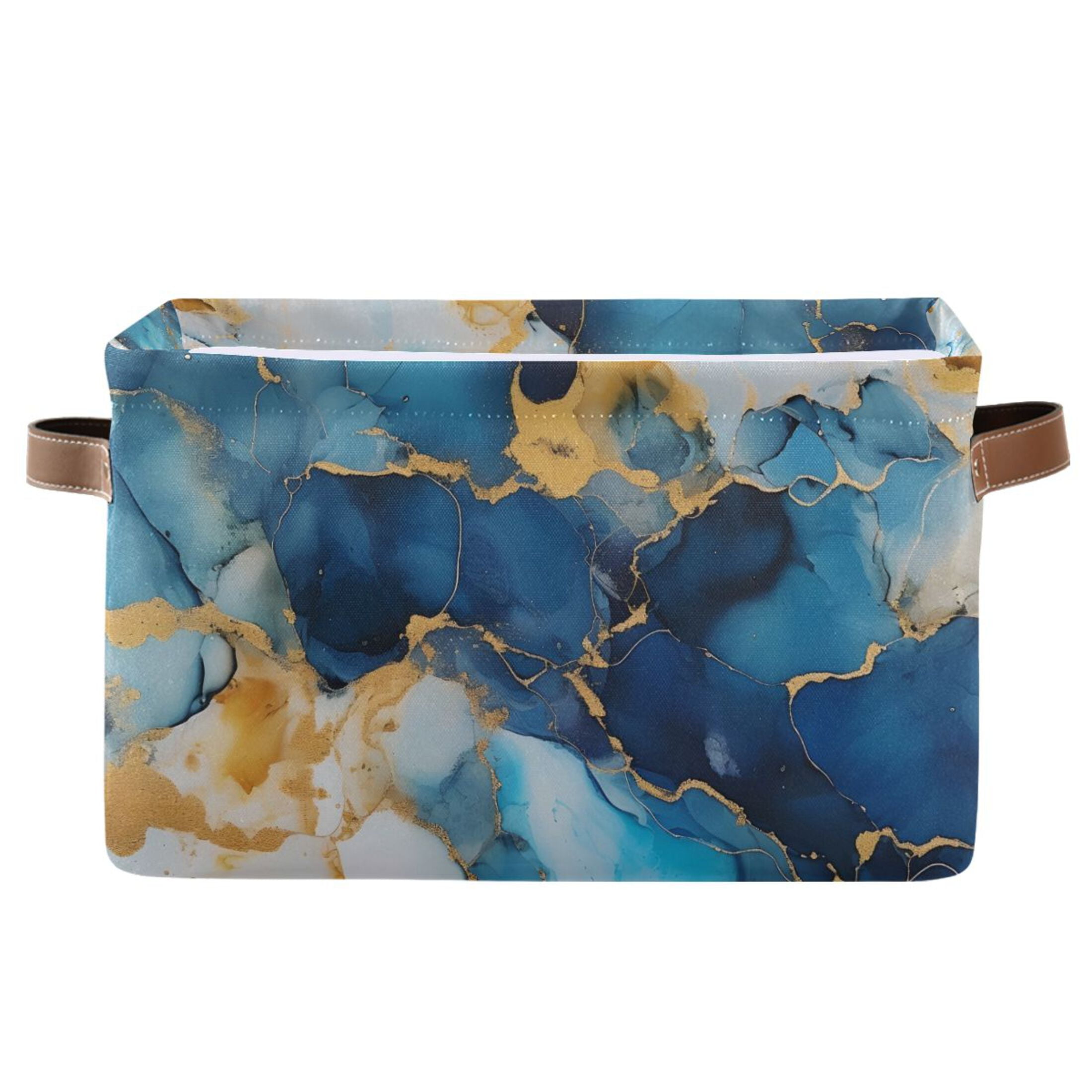 Blue and Golden Marble Storage Basket Large Bin Laundry Boxes Toys ...