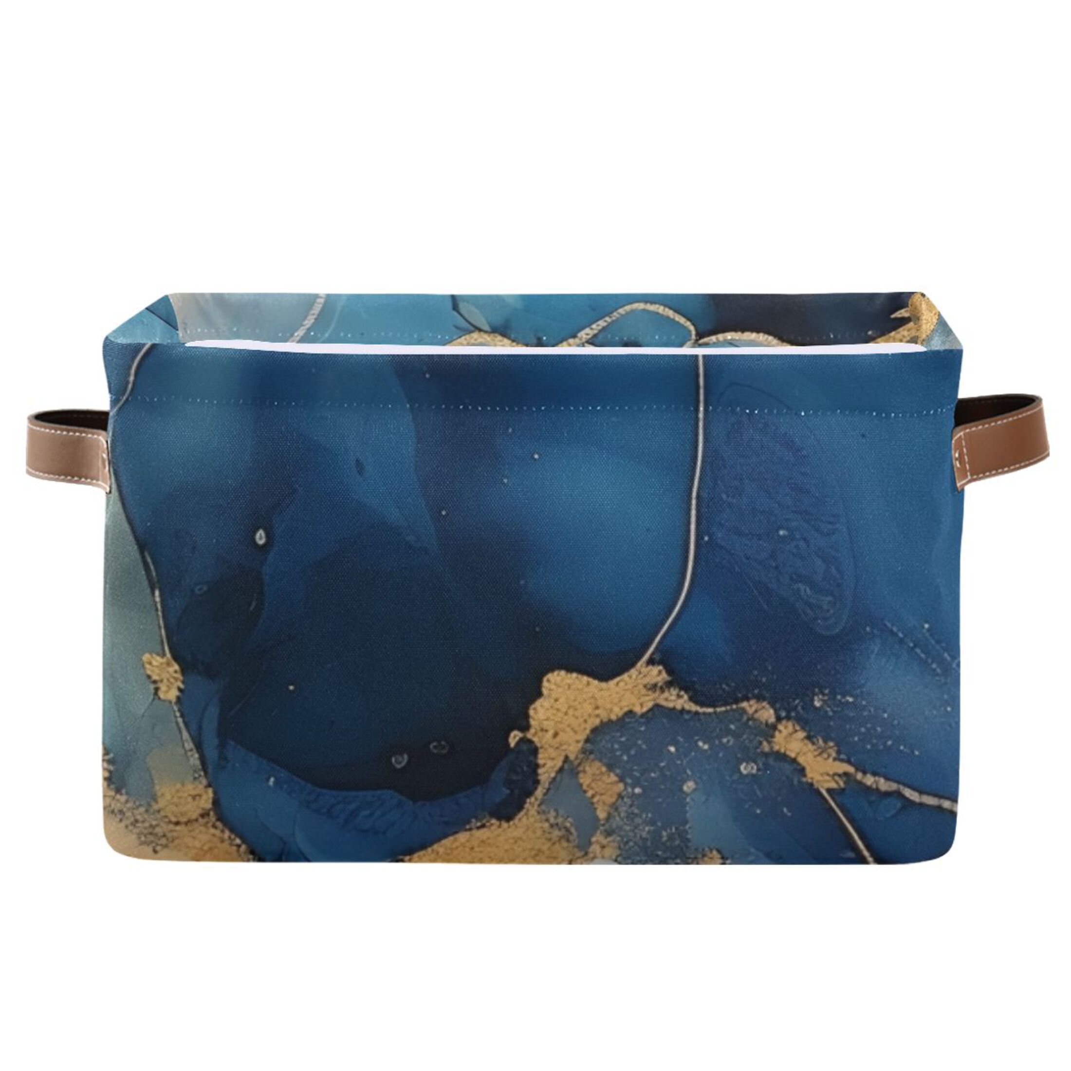 Blue and Golden Marble Storage Basket Large Foldable Storage Bin ...