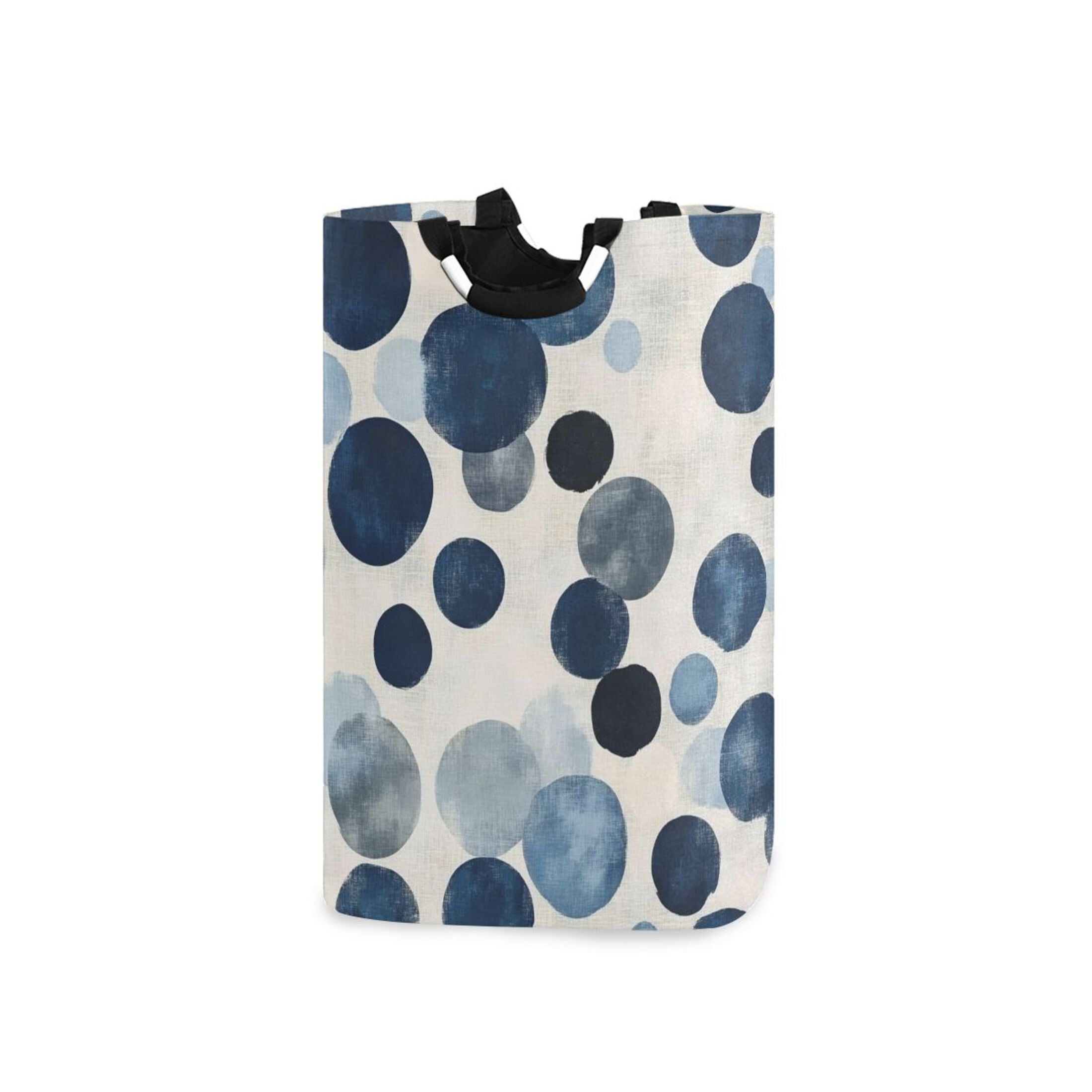 Blue and Gray Circle Laundry Basket with Handles 50L Collapsible ...
