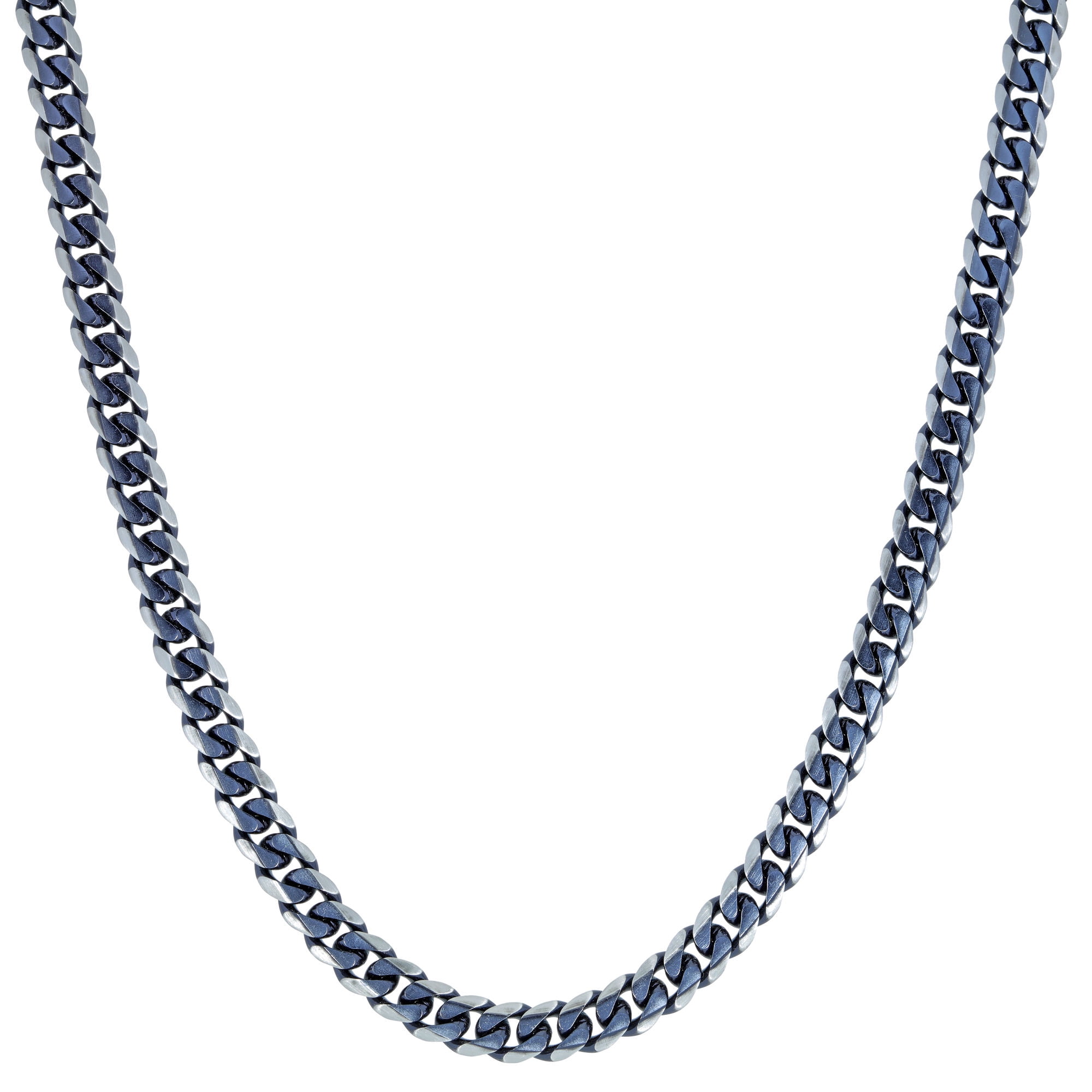 Blue and Gray Ion Plated Thick Gourmette Chain Necklace for Men in ...