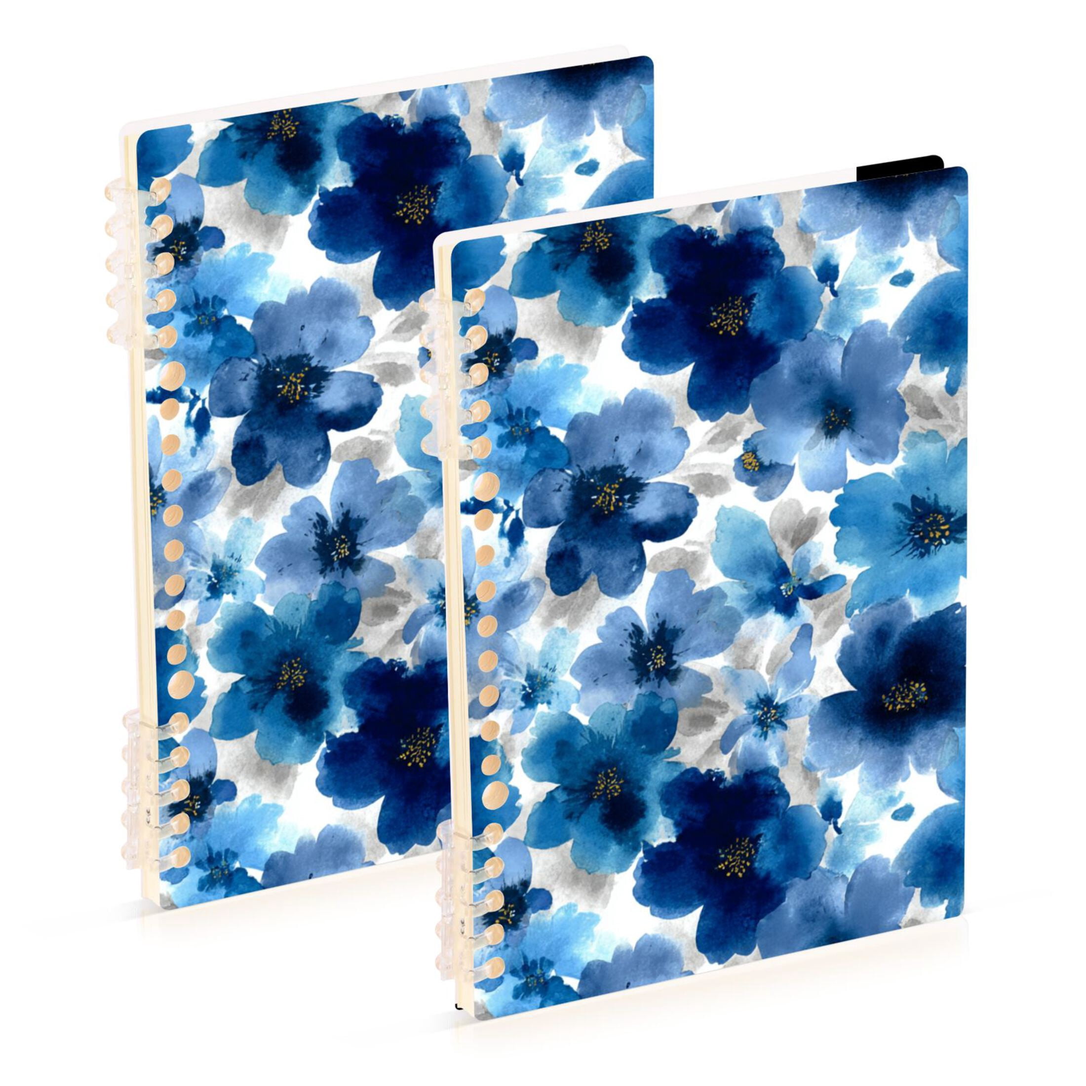 Blue and Gray Watercolor Flowers Notebook Detachable Coil Notebook ...
